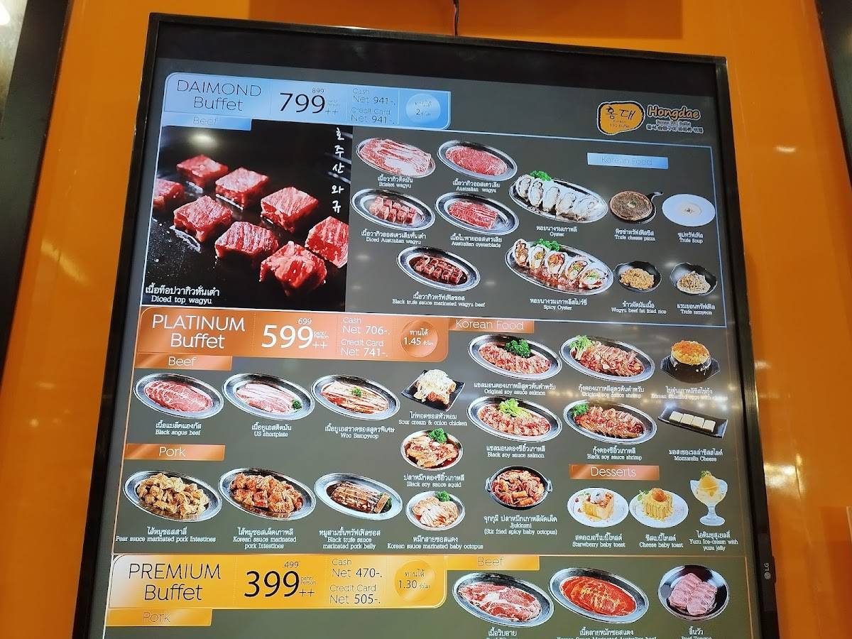 Carta del restaurante Hongdae & Cheese Owl Buffet Future Park Rangsit ...