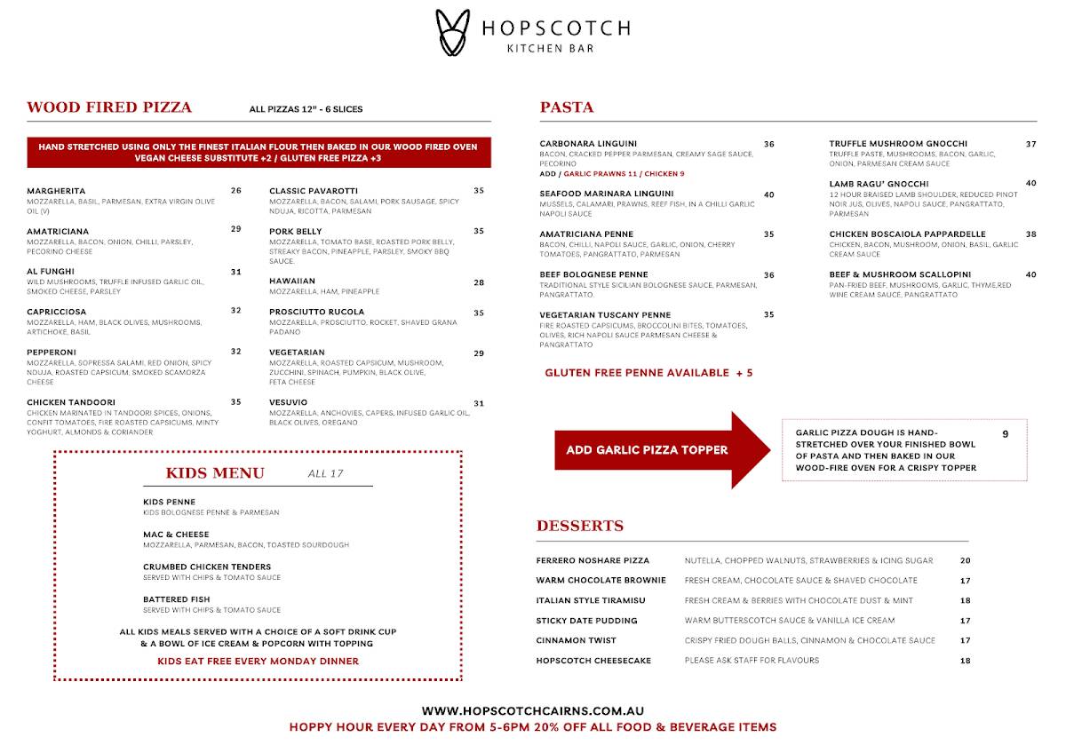 Menu at HOPSCOTCH Kitchen Bar, Earlville