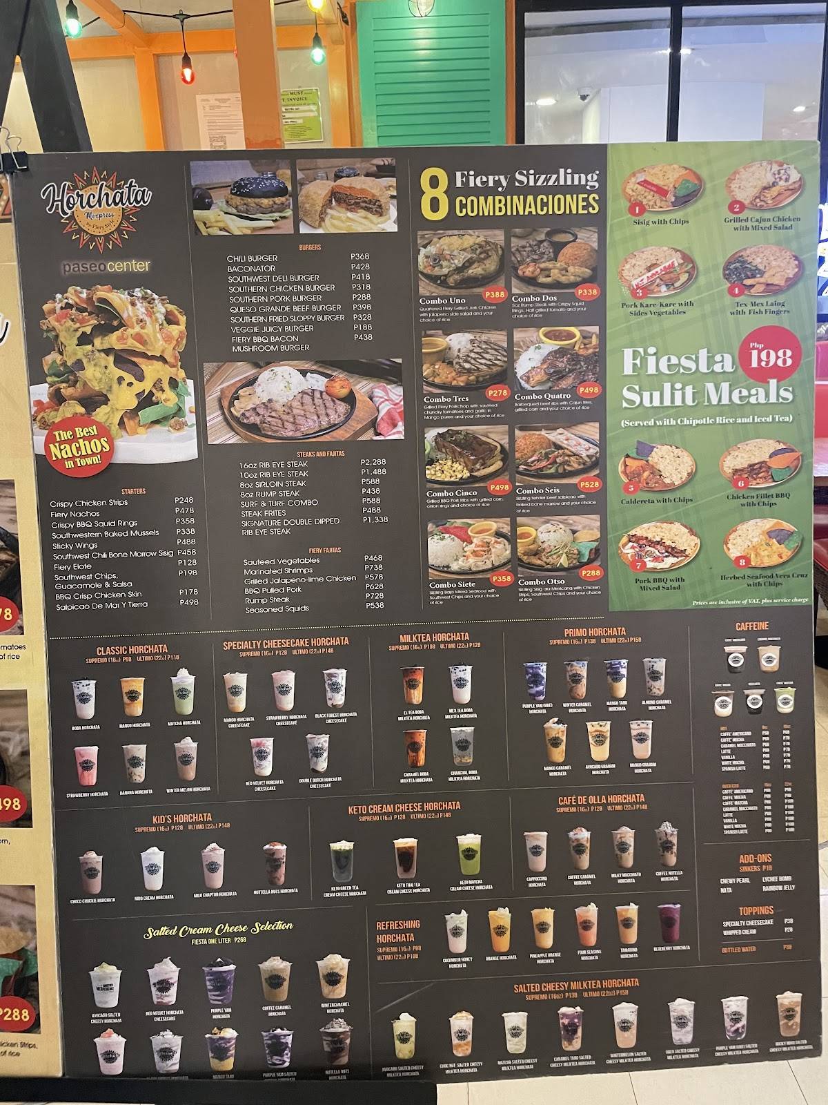 Menu at Horchata Hola Boba restaurant, San Juan