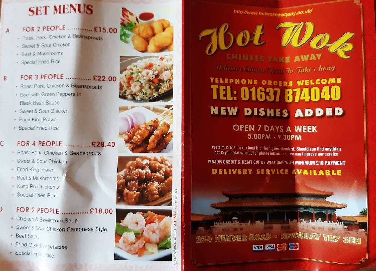 Menu at Hot Wok Trading fast food, Newquay