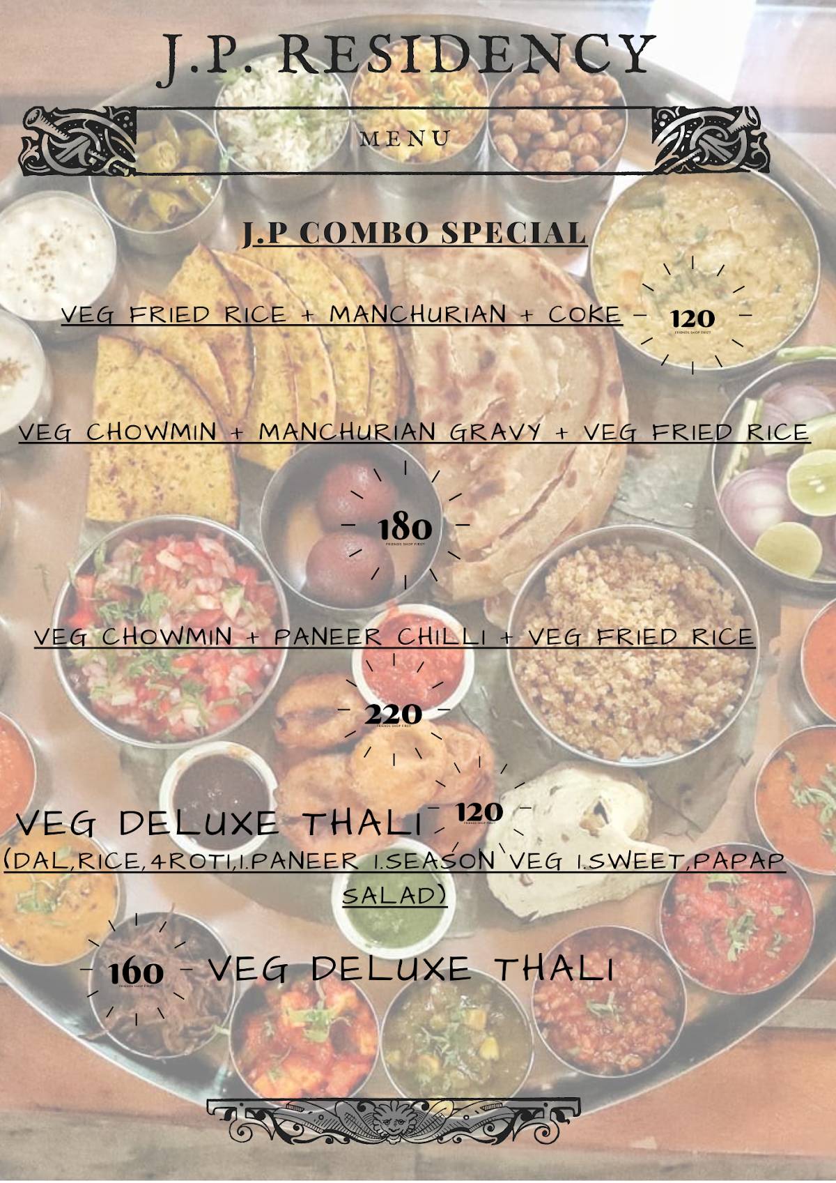 Menu at Hotel J.P. Residency and Restaurant., Beohari