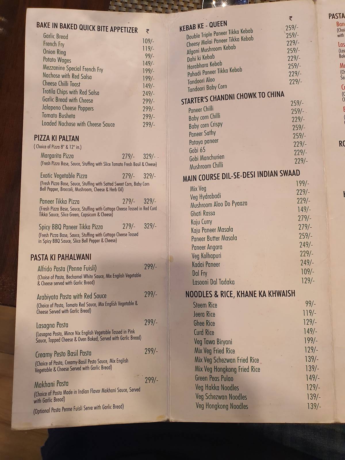 Menu at Hotel Mezzanine, Solapur