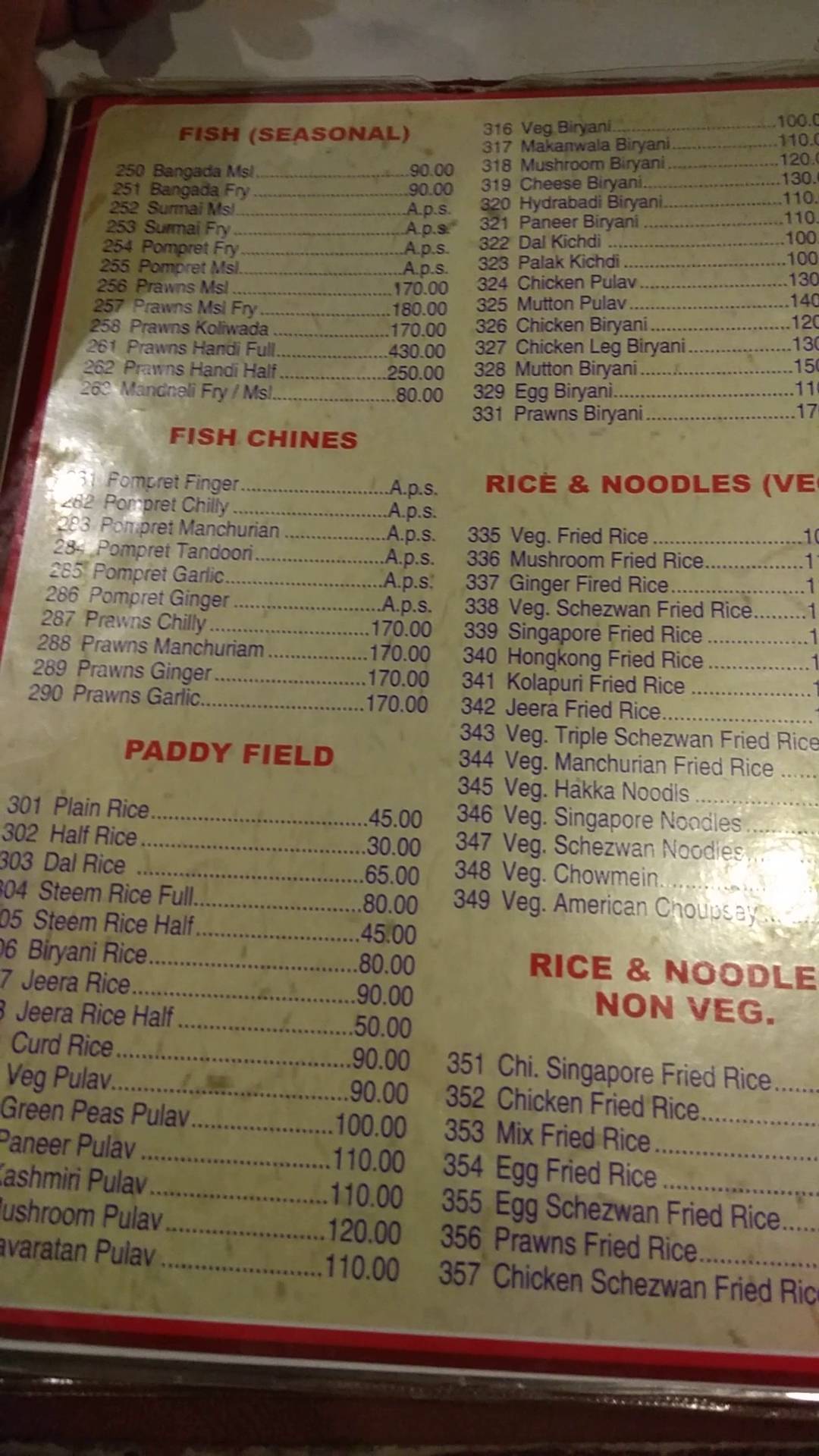 Menu at Hotel Vrushali Restaurant And Bar, Navi Mumbai, Hotel Vrushali ...