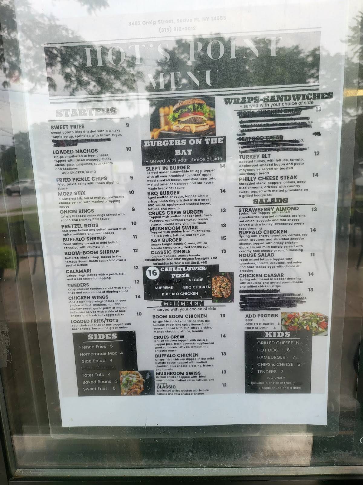 Menu at Hot's Point pub & bar, Sodus Point