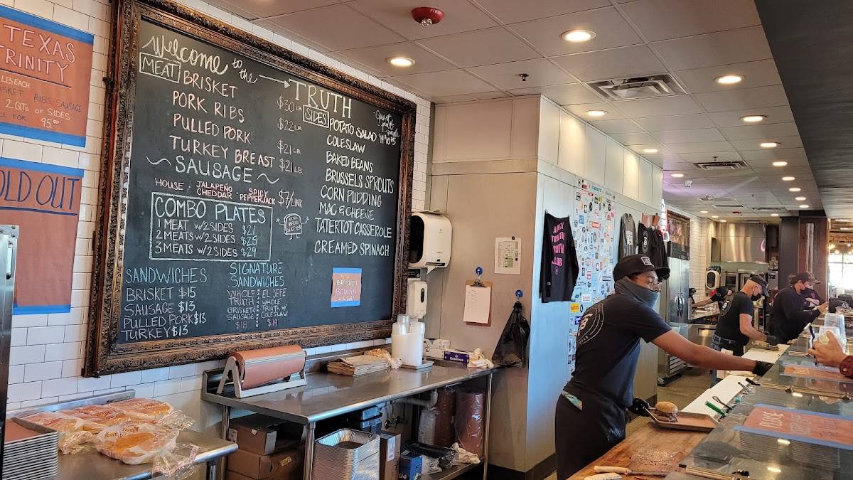 Menu at Truth BBQ, Houston