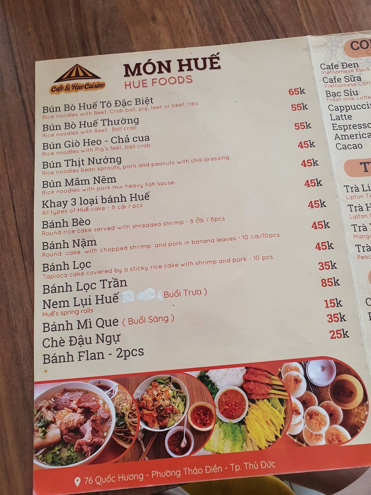 Carta del restaurante Huế Cuisine Hue Cuisine Thao Dien, Ciudad Ho Chi ...