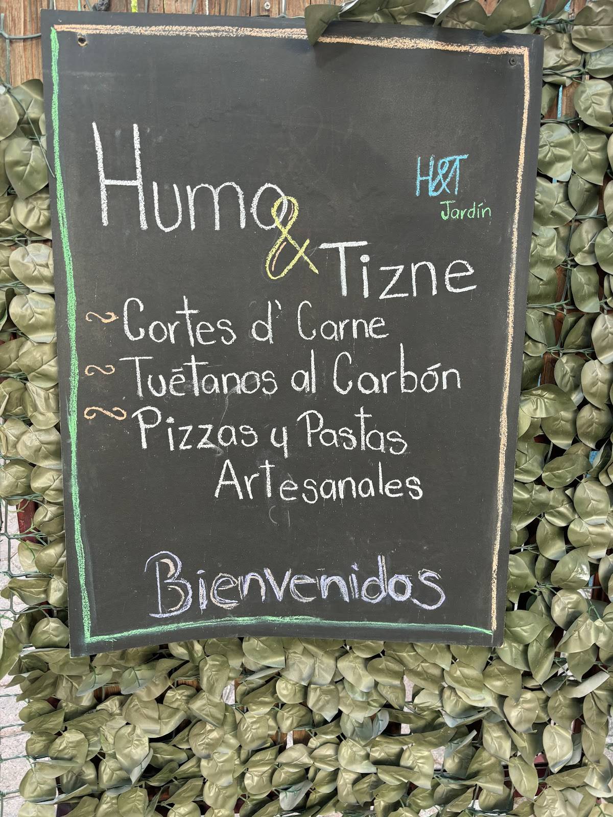 Carta del restaurante Humo y Tizne Jardin, San Francisco Coacalco