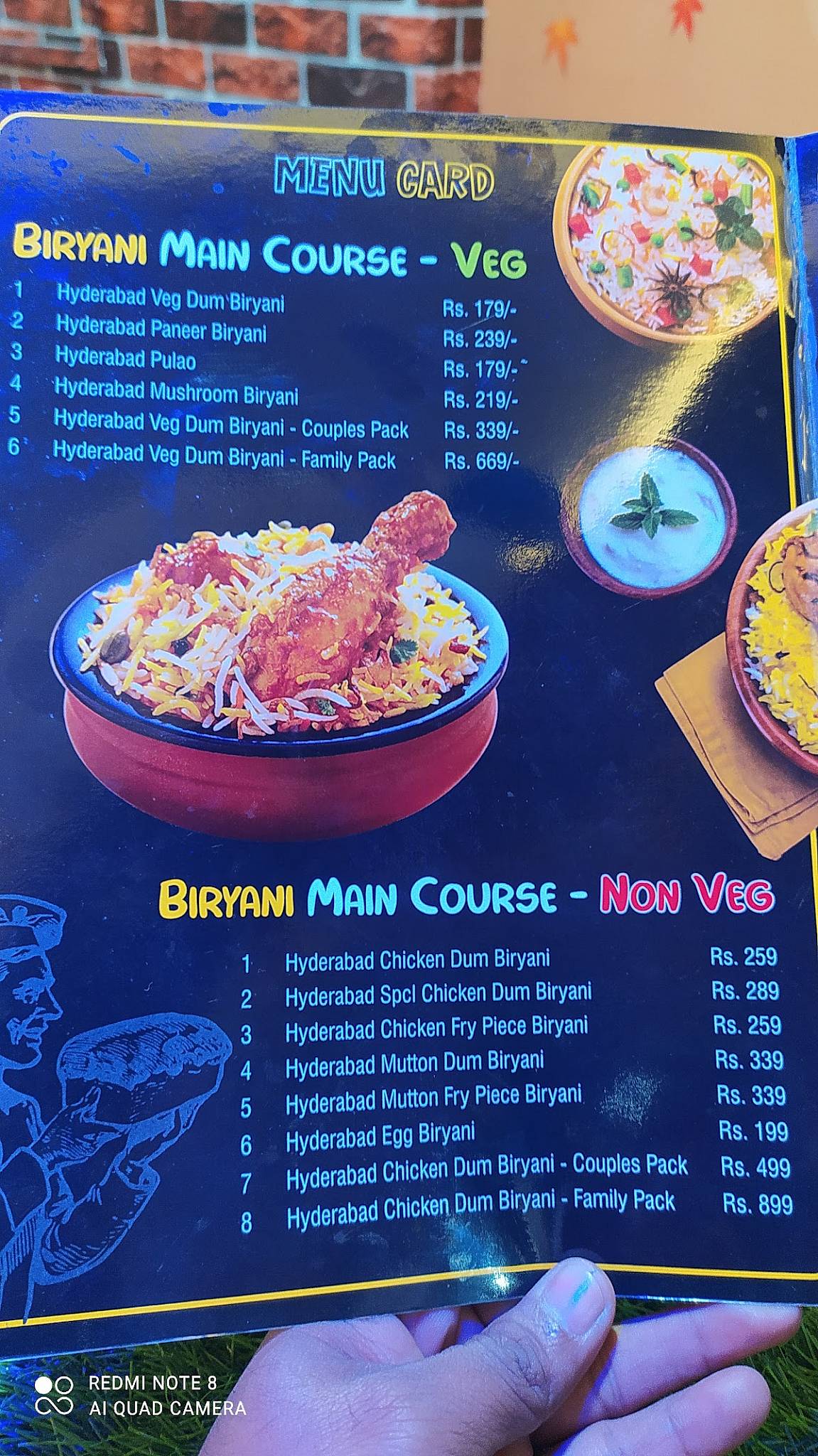 Menu at Hyderabad Biryani House, Ranchi