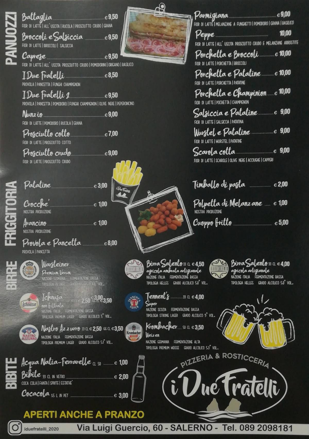 Menu da I Due Fratelli ristorante, Salerno