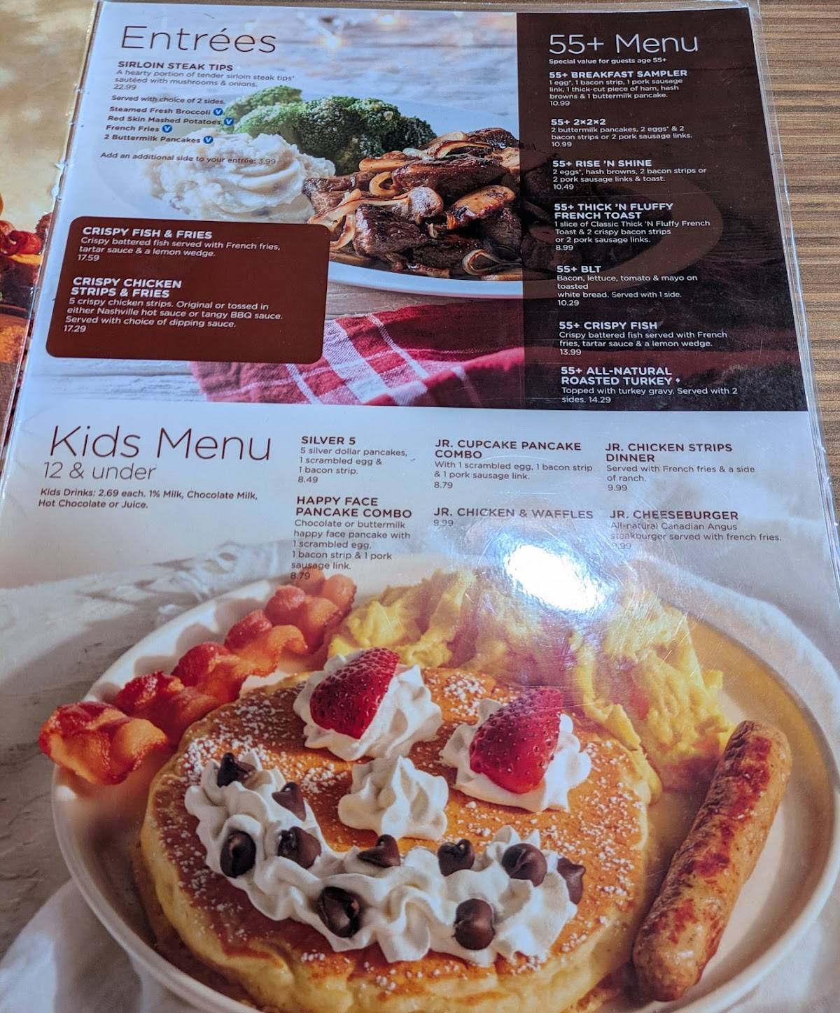 Menu at IHOP restaurant, Bedford