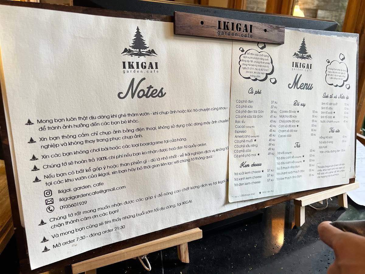 Menu at IKIGAI. garden. cafe, Da Nang, 60 Nguyễn Chí Thanh