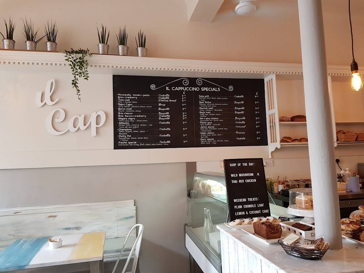 Menu at IL Cappuccino cafe, Glasgow, Aulds Bakery