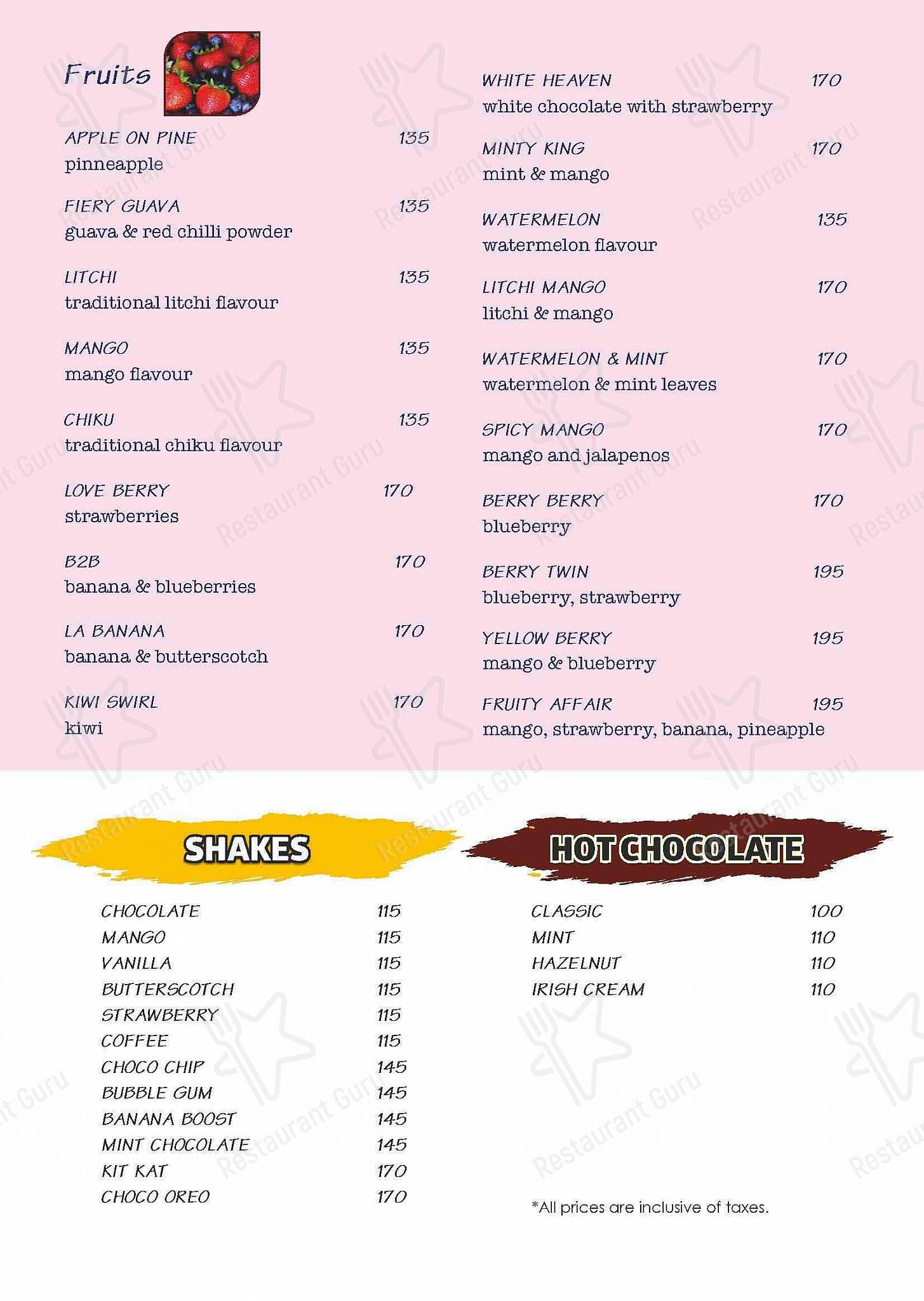 Menu at Ice -7 Degrees, Faridabad