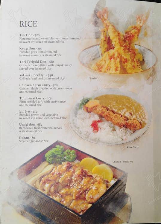 Menu at ICHŌ Japanese Restaurant, San Juan