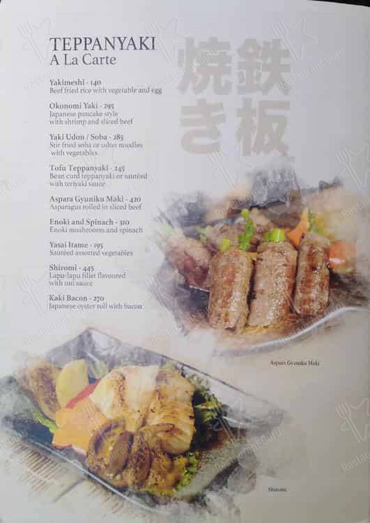 Menu at ICHŌ Japanese Restaurant, San Juan