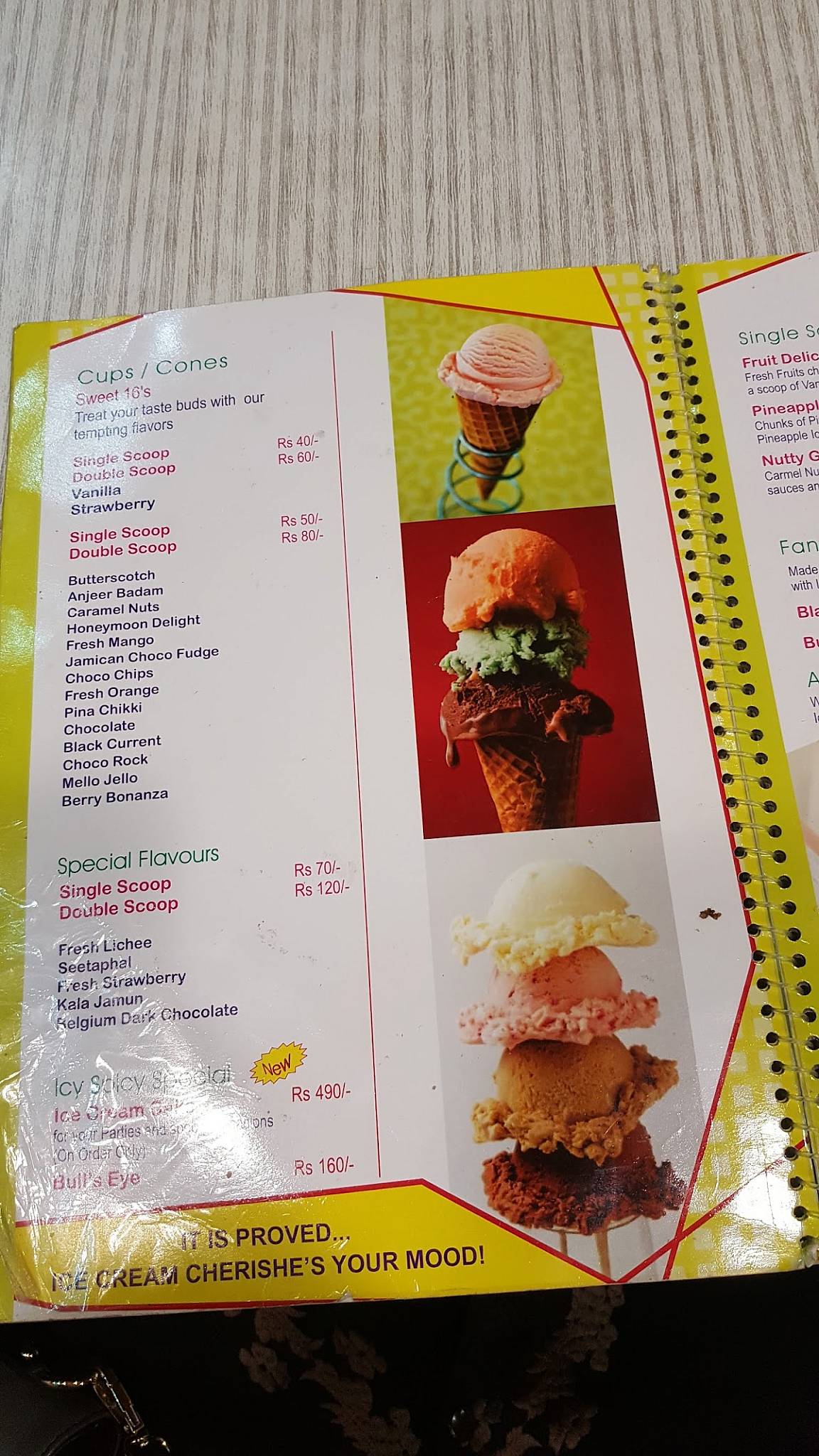 Menu at Icy Spicy, Hyderabad, 4-1-976/D