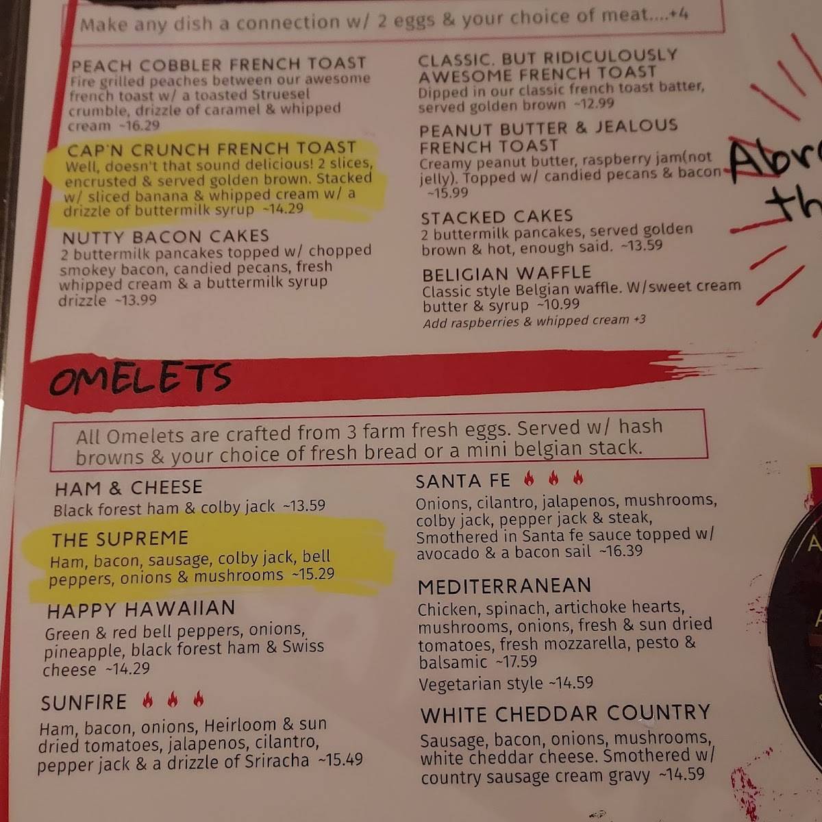 Menu at Abracadabras restaurant, Idaho Falls