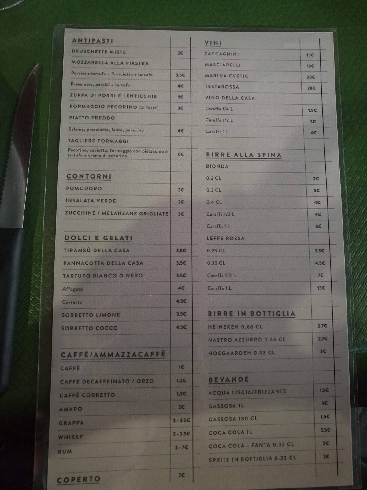 Menu da Il Borgo ristorante, Villa Petto