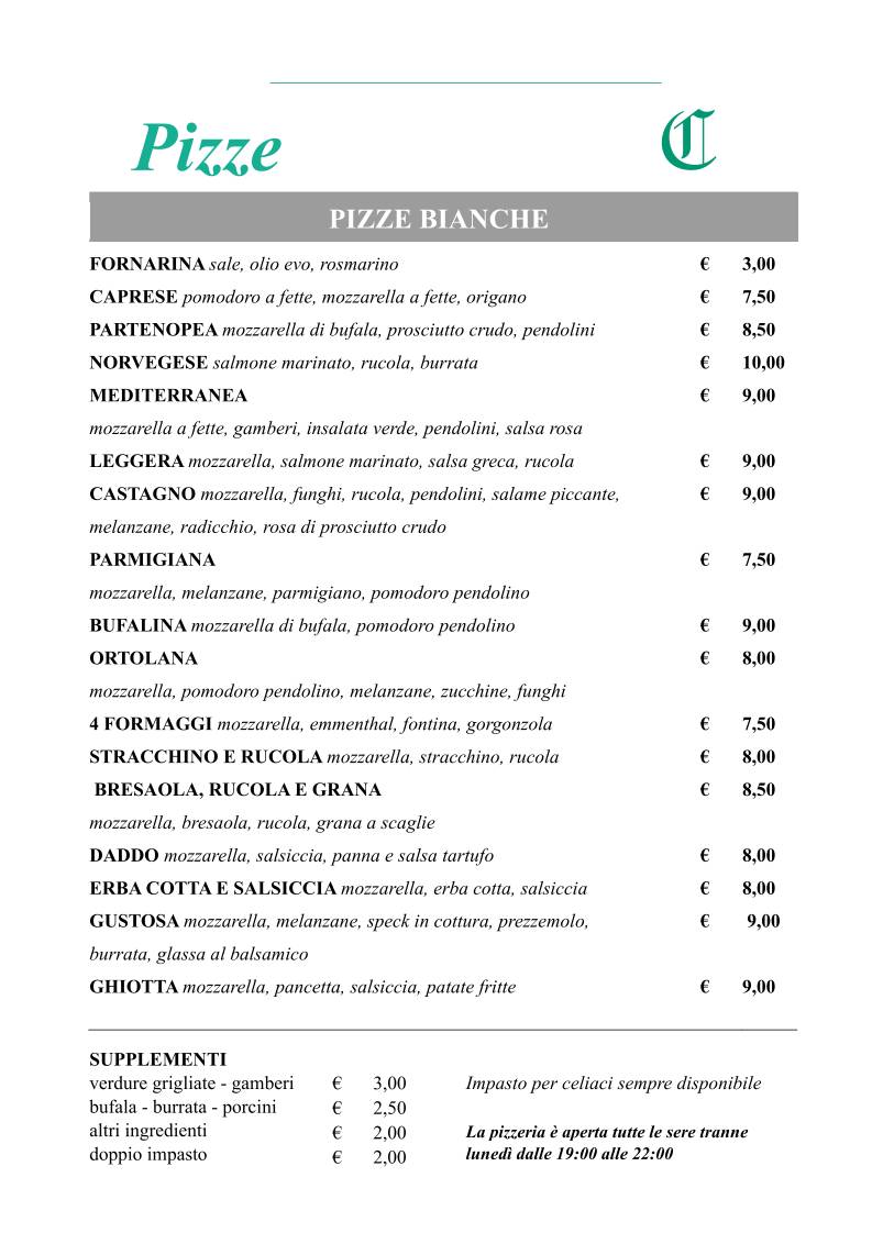 Carta de Il Castagno Albergo Ristorante Pizzeria, Orciano di Pesaro ...