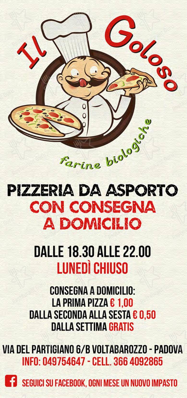 Menu da Il Goloso pizzeria, Padova