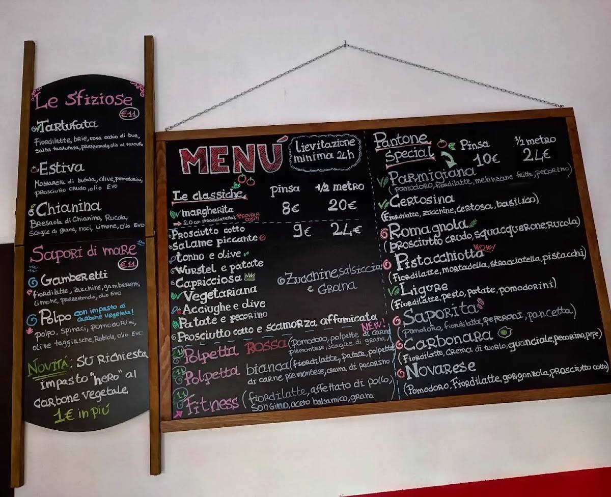 Menu da Il Pantone della pizza ristorante, Novi Ligure