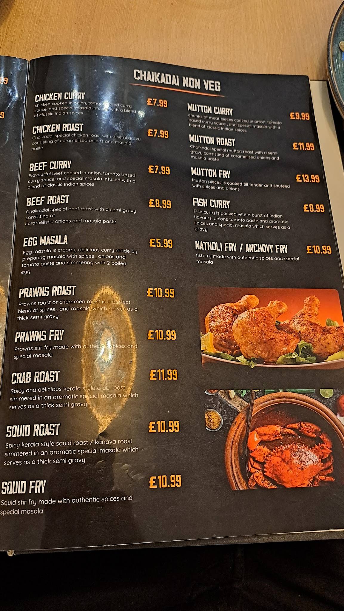 Menu at Chai Kadai restaurant, Ilford