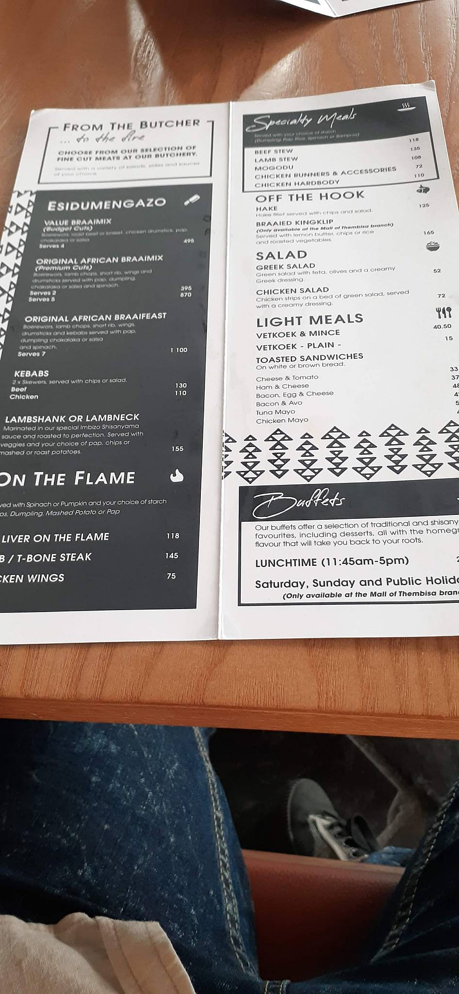 Menu at Imbizo Shisanyama @ Mall of Thembisa restaurant, Tembisa