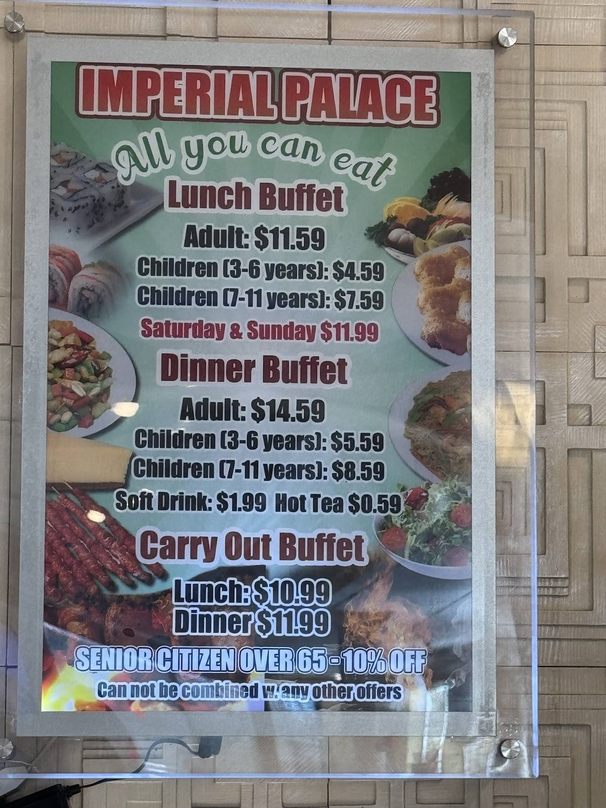 Menu at Imperial Buffet restaurant, Erie