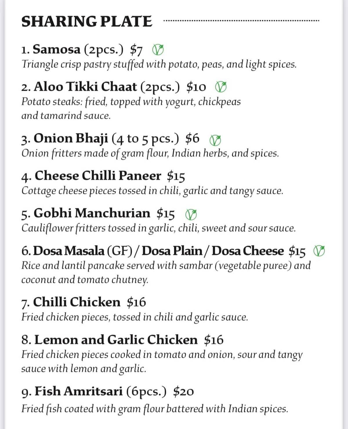 Menu at Indian Taste Makers restaurant, Mildura
