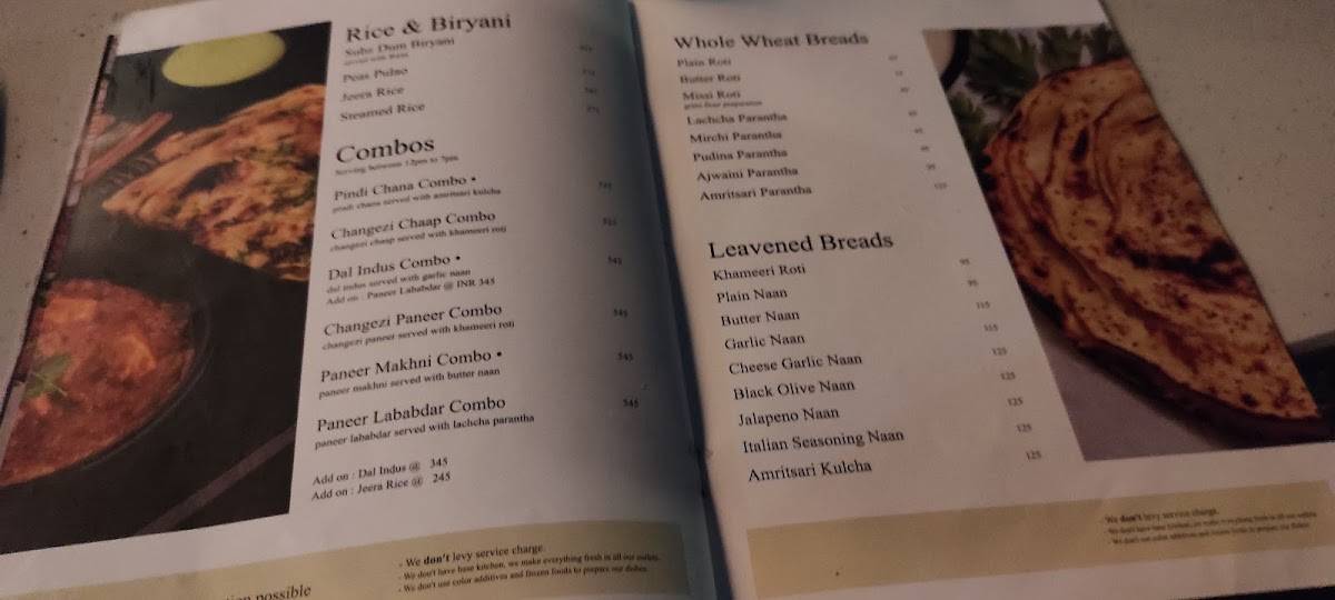 Menu at Indus Flavour, New Delhi, Roof Top