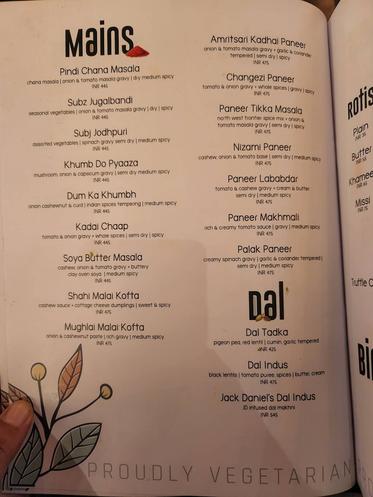 Menu at Indus Flavour, New Delhi