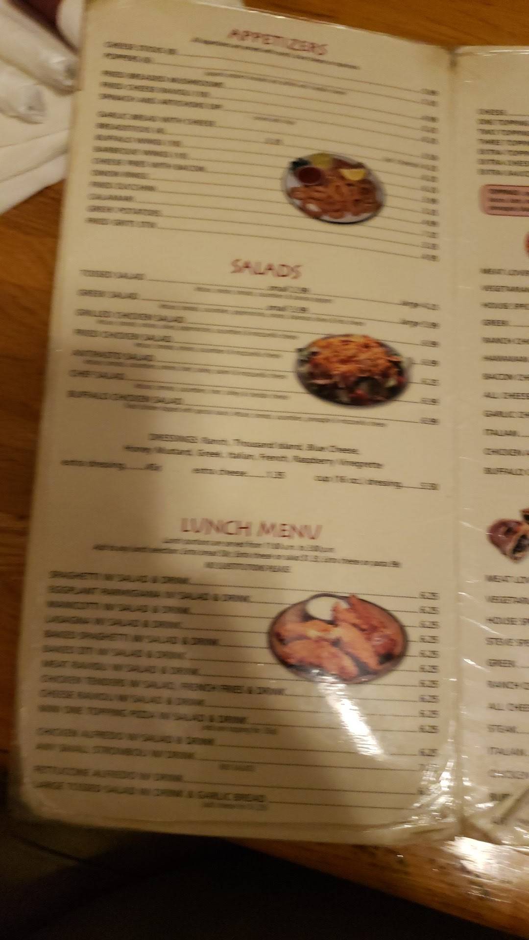 Menu at Inman House of Pizza restaurant, Inman