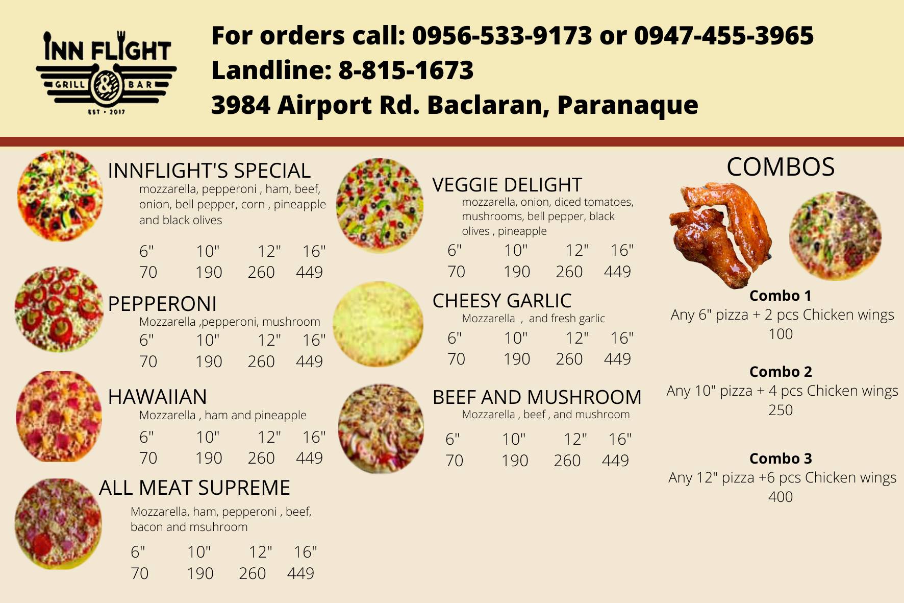 Menu at Inn Flight Grill And Bar, Parañaque