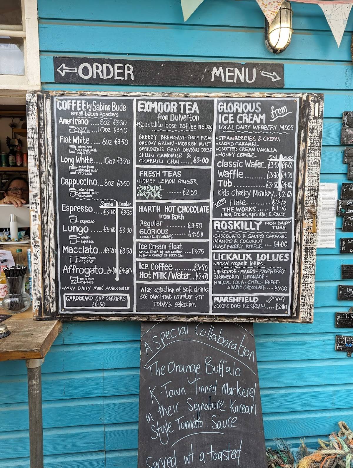 Menu at The Glorious Oyster cafe, Instow, Sandhills Car Park