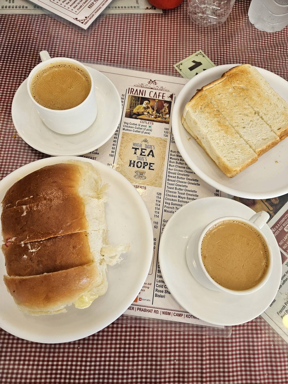 Menu at Irani Cafe, Pune