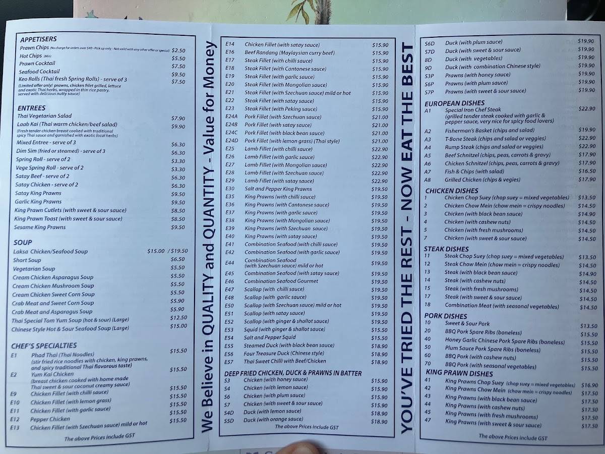 Menu at Iron Chef Fresh Asian Cuisine restaurant, Aberfoyle Park