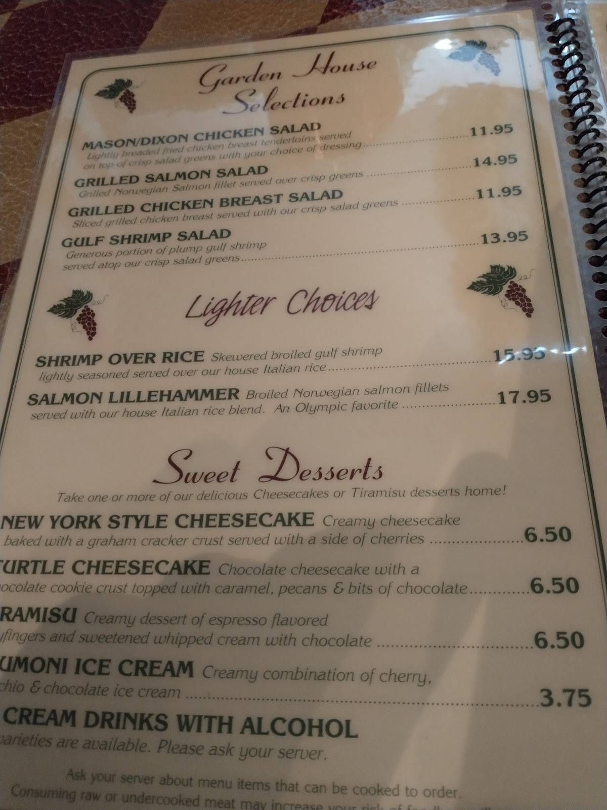 Menu at Romagnoli's restaurant, Iron Mountain, N Stephenson Ave