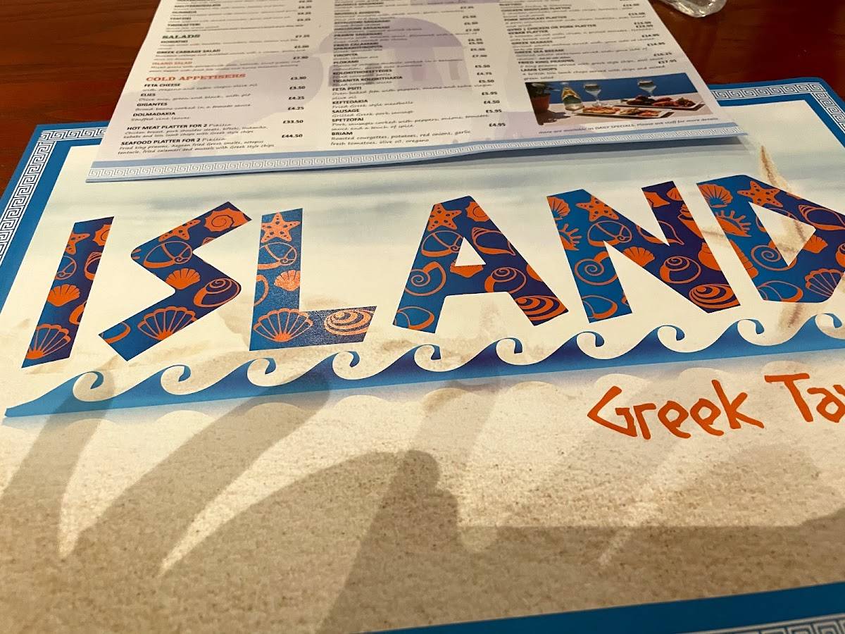 Menu at Island restaurant, Worcester