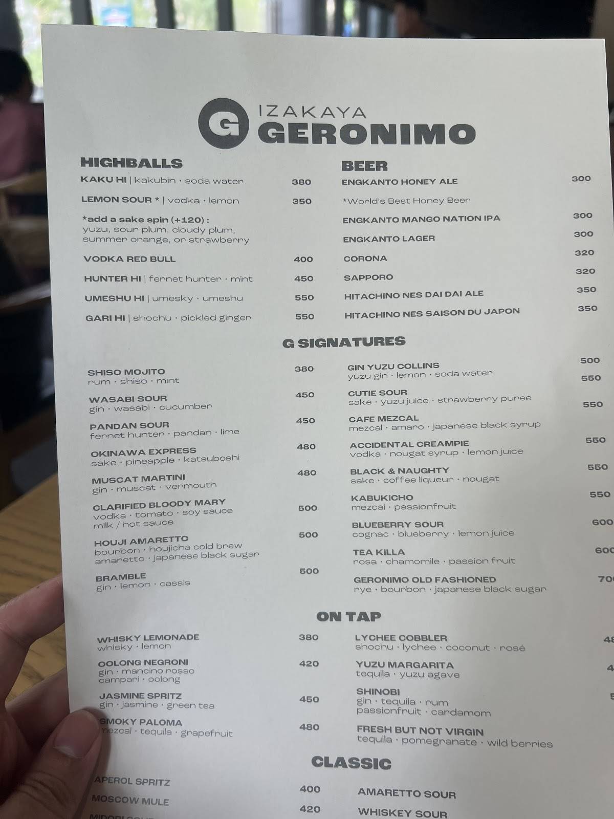 Menu at Izakaya Geronimo restaurant, Taguig