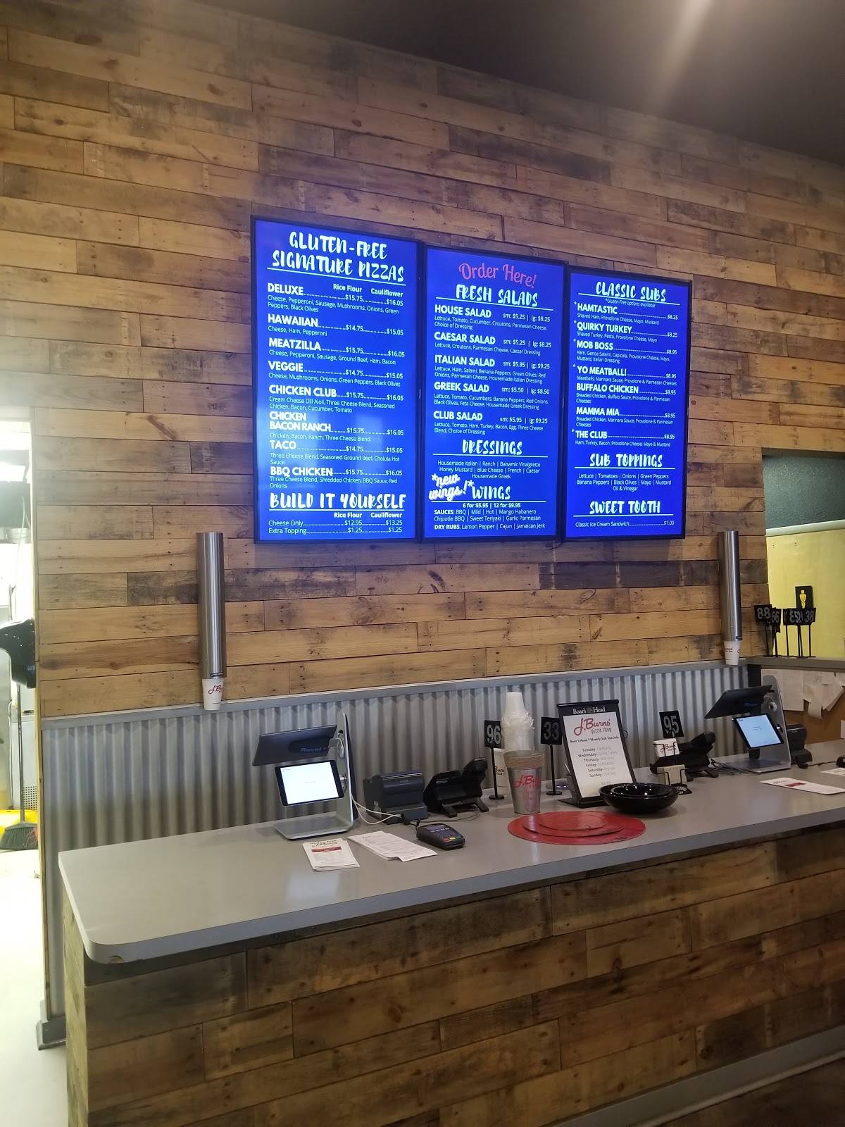 Menu at J. Burns' Pizza Shop pizzeria, Lakeland, E Edgewood Dr