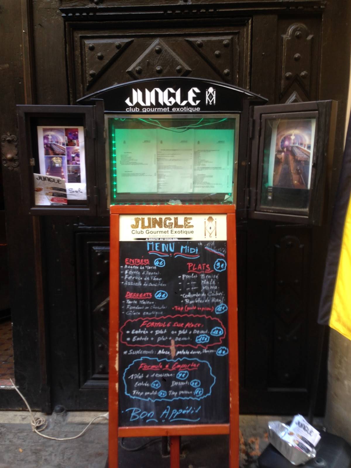 Menu at JUNGLE CLUB GOURMET EXOTIQUE, Paris, A droite au sous-sol
