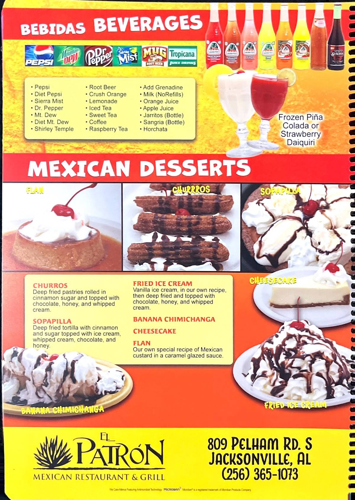Menu at El Patron Mexican Restaurant, Jacksonville