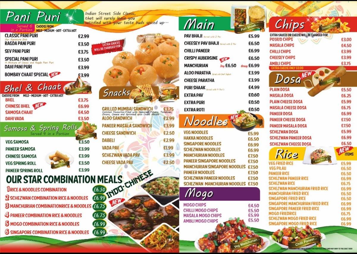 Menu at Jai Somnath taste of India restaurant, Leicester