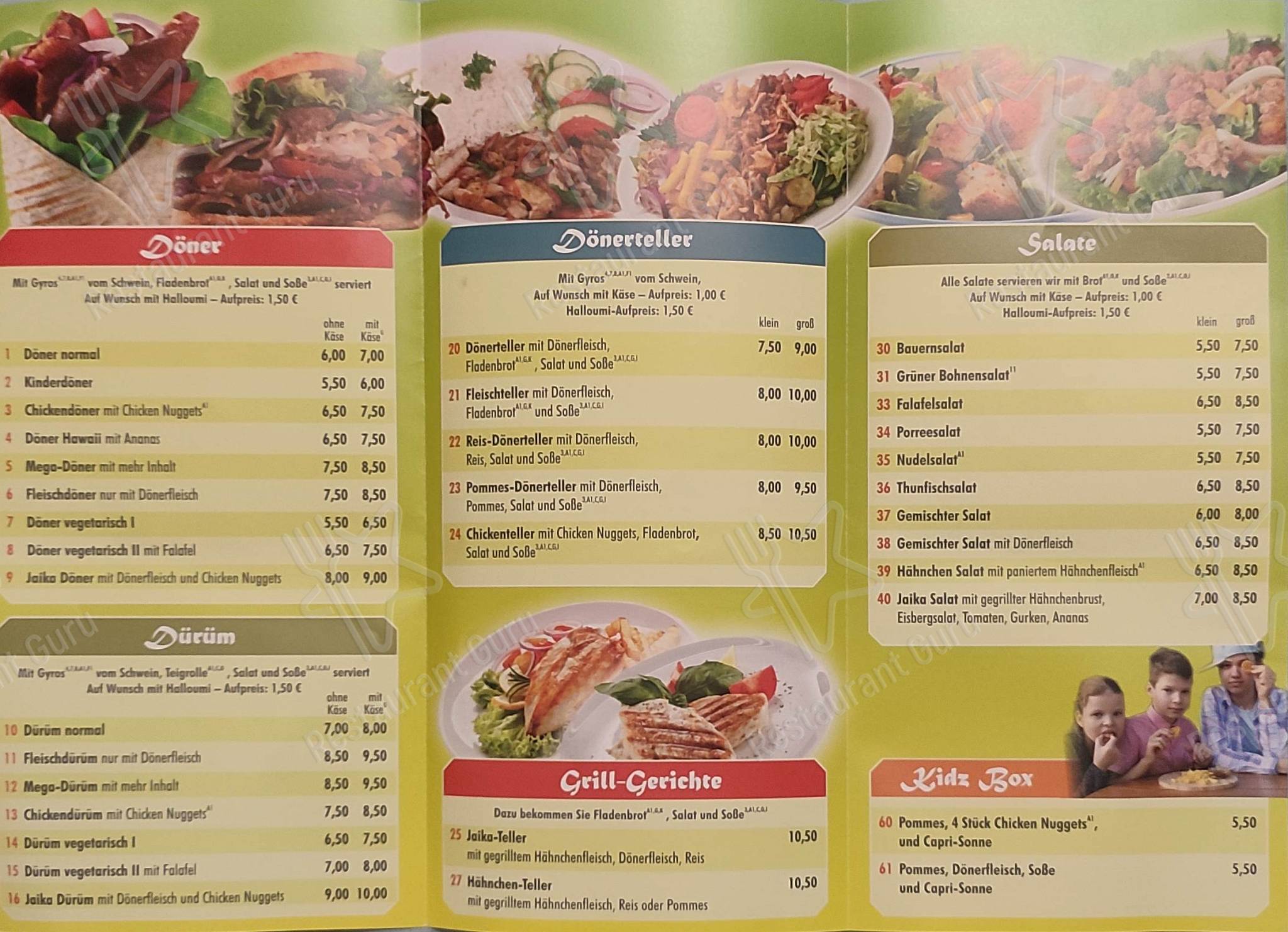 Speisekarte von Jaika Kebab Bautzen restaurant, Bautzen