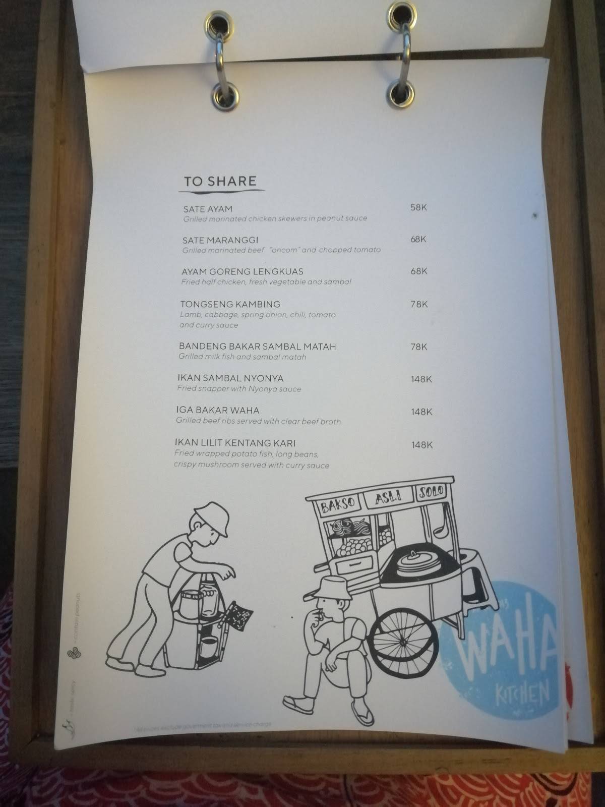 Menu at The Awan Lounge pub & bar, Jakarta