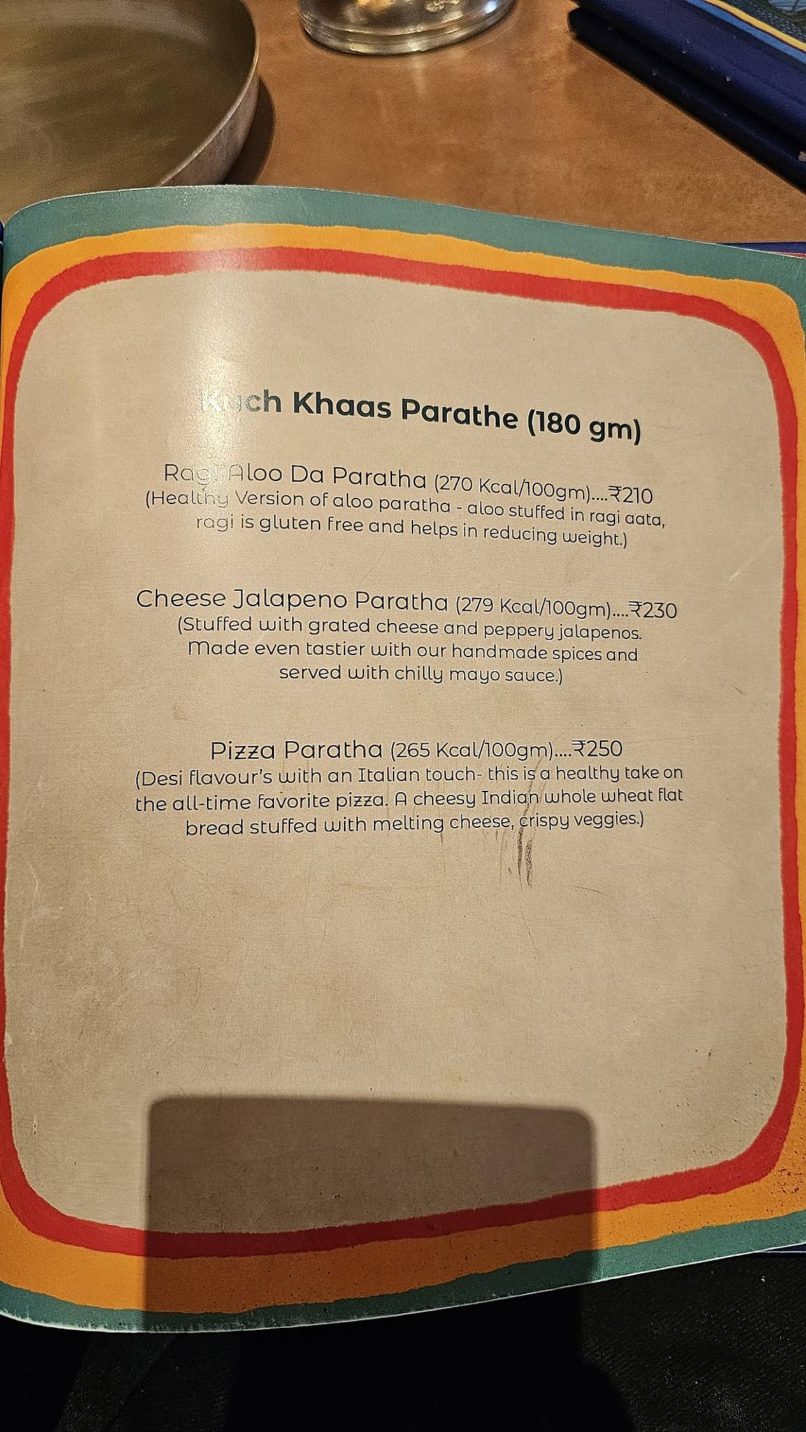 Menu at Jassi De Parathe, Gandhinagar