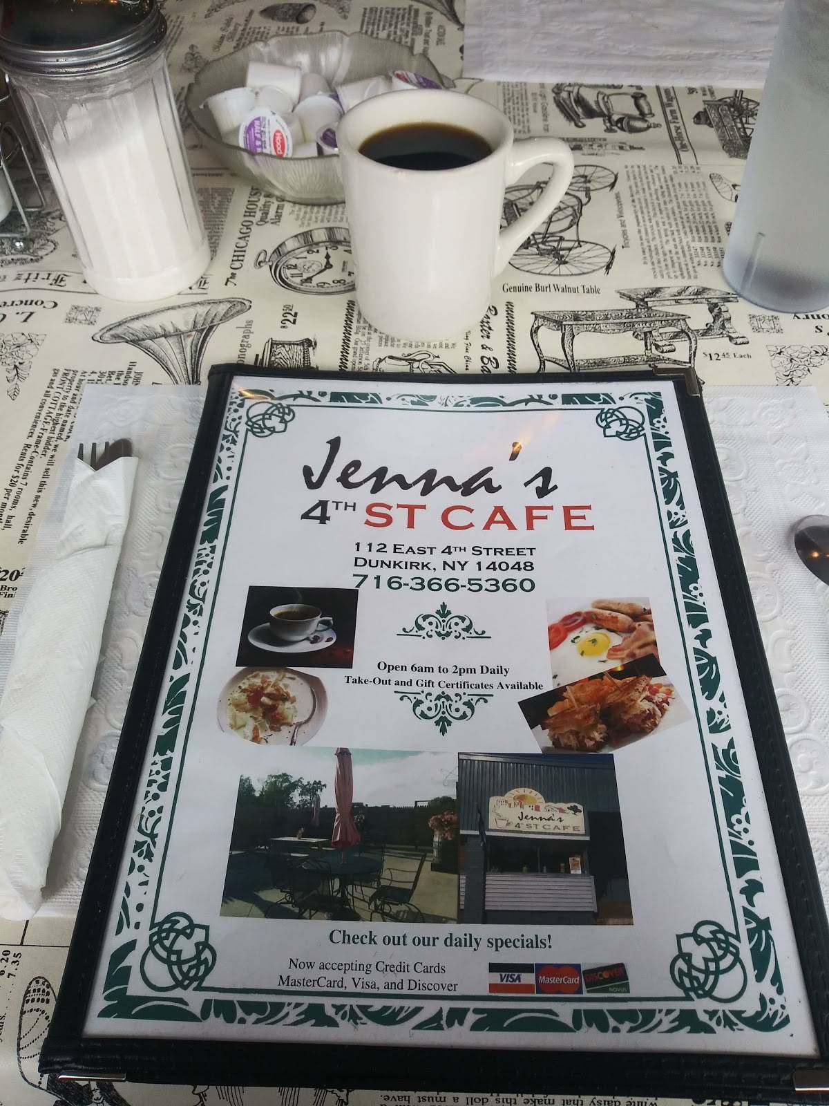 Menu at Jenna's 4th St Cafe, Dunkirk