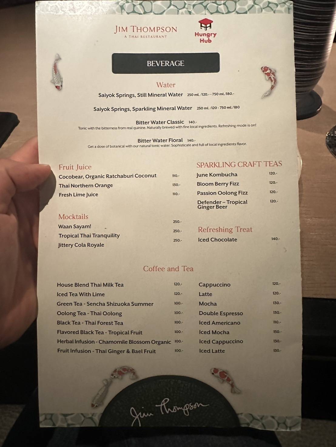 Menu at Jim Thompson, A Thai Restaurant, Bangkok