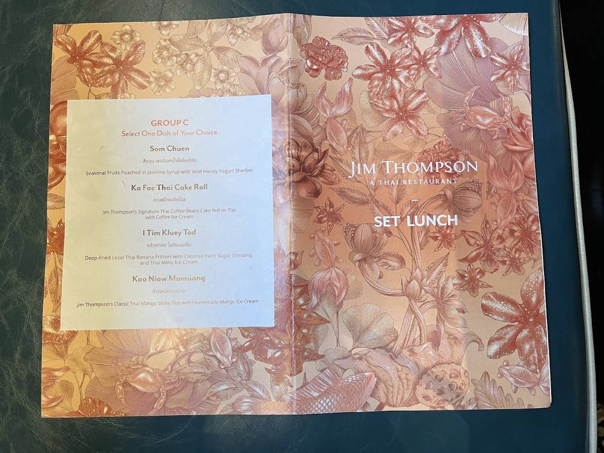 Menu at Jim Thompson, A Thai Restaurant, Bangkok
