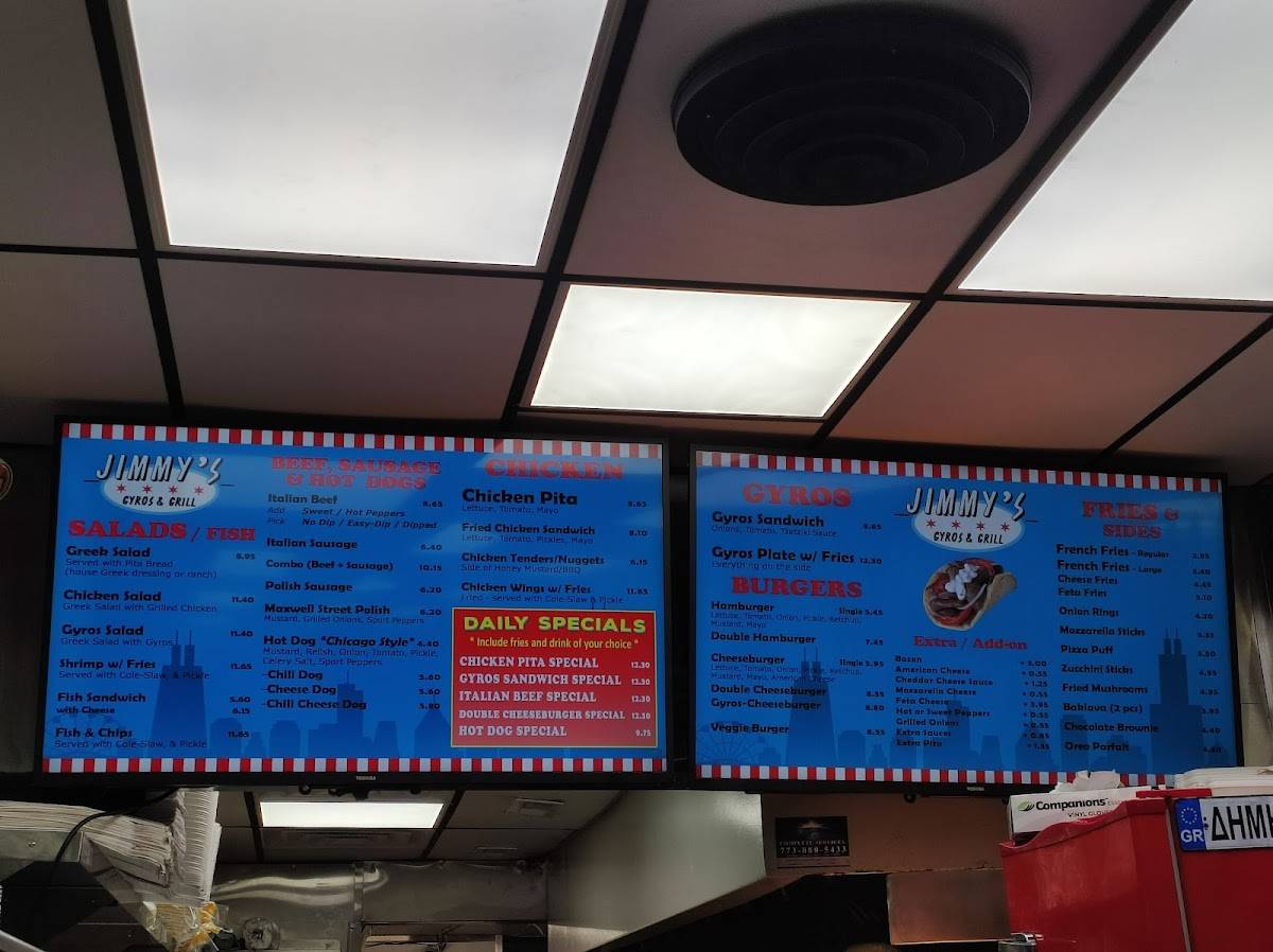 Menu at Jimmy's Gyros & Grill fast food, Chicago